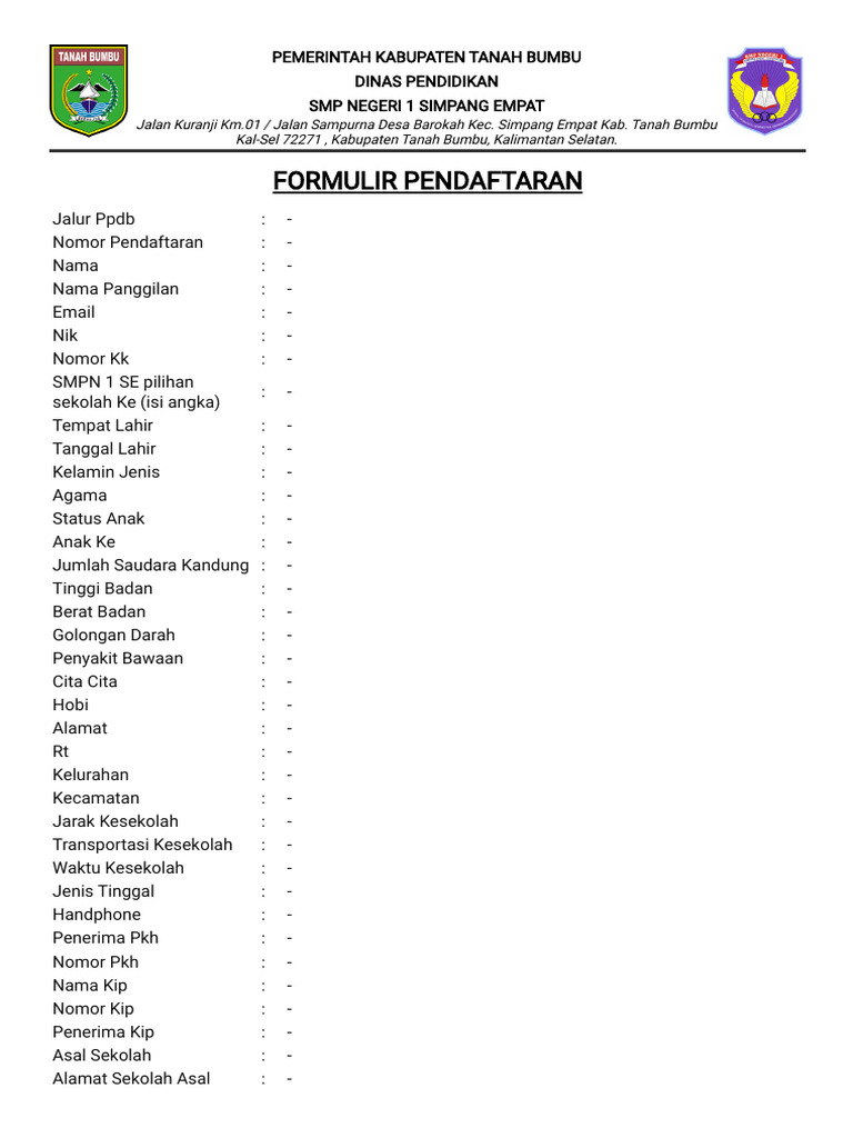 Cetak Formulir Pendaftaran (Muhammad Ridho) | PDF
