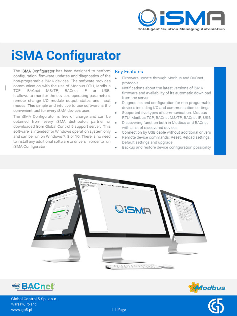 iSMA-Configurator - Datasheet - V1.0 Controlador | PDF | Usb | Microsoft Windows