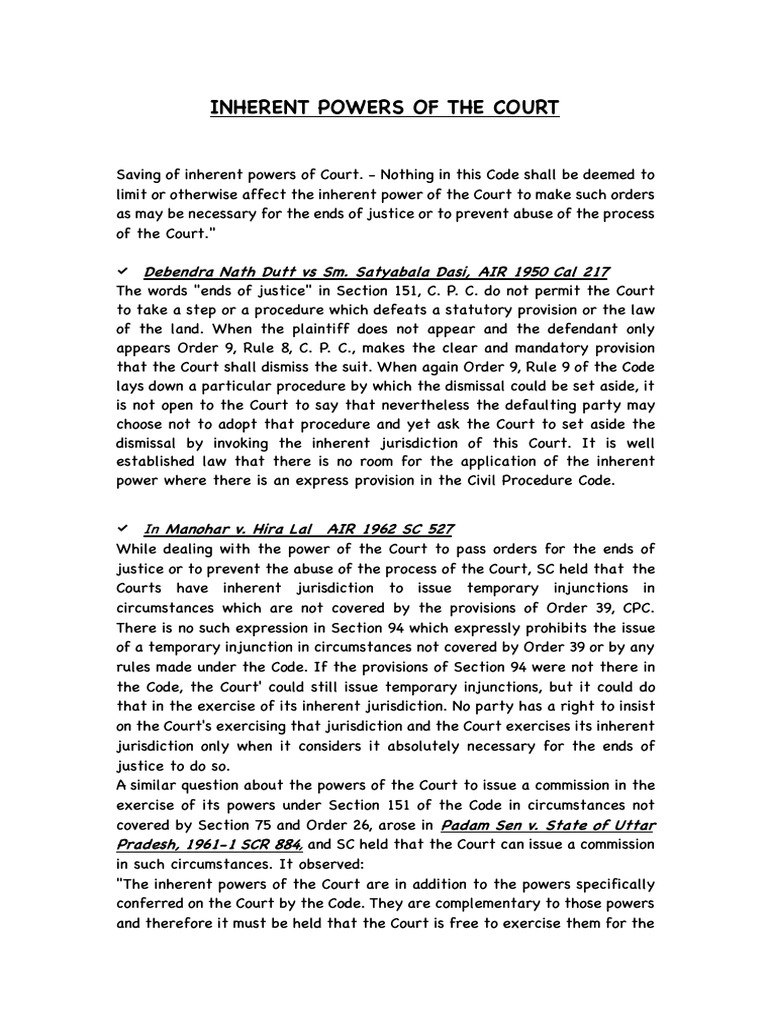 872586028-Inherent Powers of The Court | PDF | Eviction | Jurisdiction