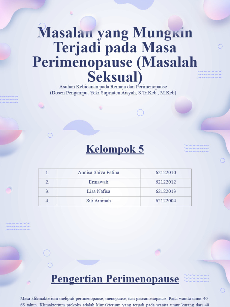 Masalah Yang Mungkin Terjadi Pada Masa Perimenopause (Masalah Seksual) - Kelompok 3 | PDF