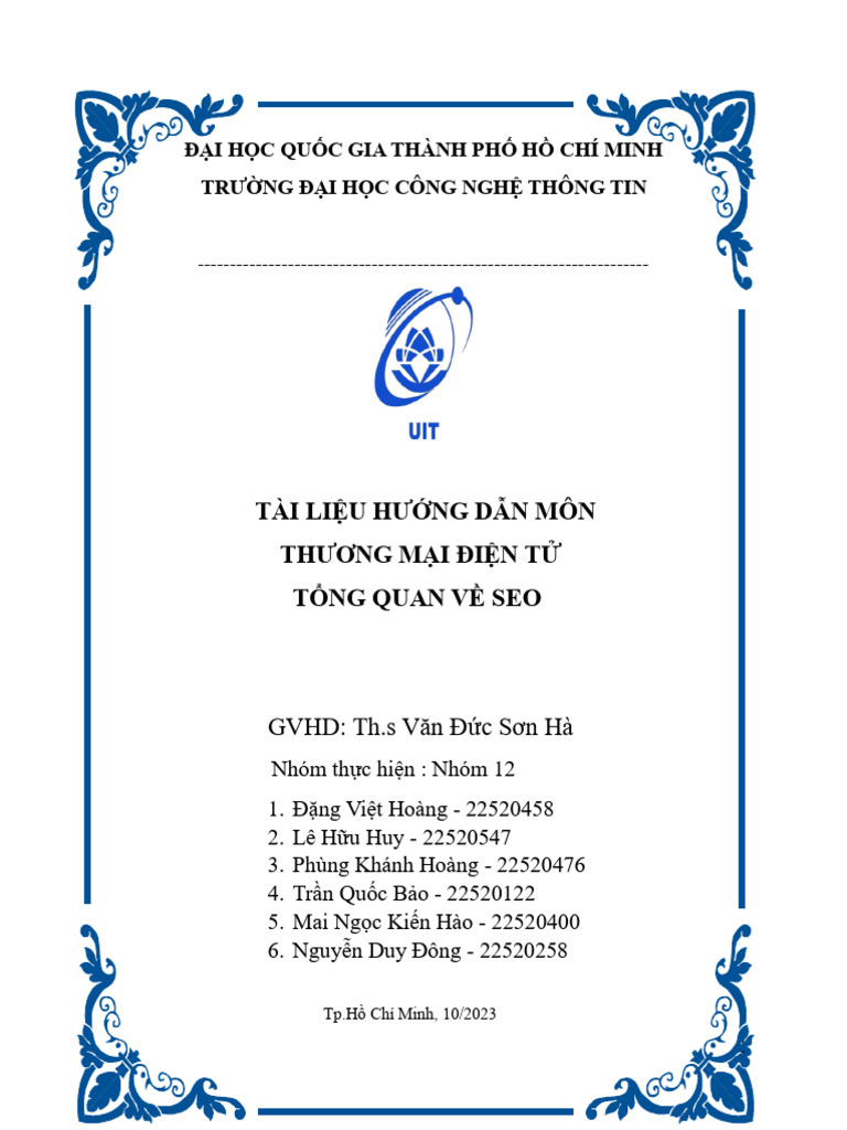 IS334.O11 Nhóm 12 Tài liệu tổng quan về SEO | PDF