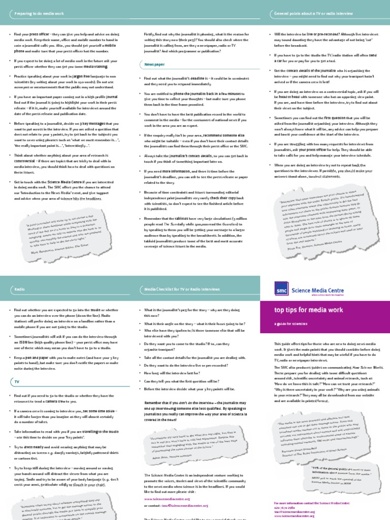 Top Tips | PDF | Interview | Journalism