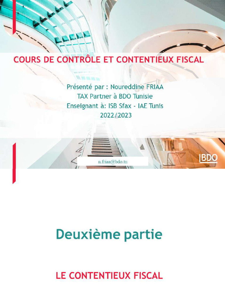 Cours Contrôle Et Contentieux Fiscal (2ème Partie) N.FRIAA 2022 | PDF