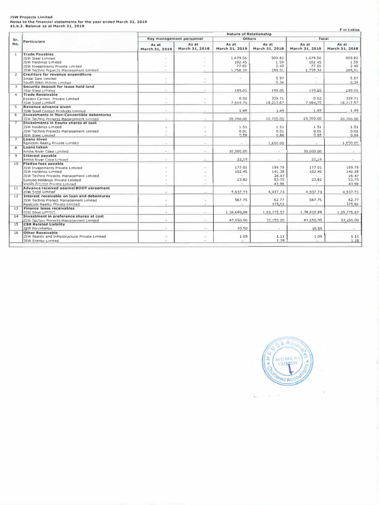 JSW Projects Ltd Financial Statements 2019 | PDF | Financial Services ...