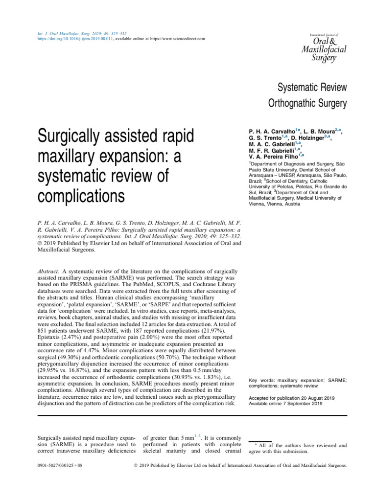 Surgically Assisted Rapid Maxillary Expansiona Systematic Review of ...