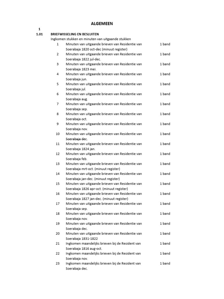 Daftar Arsip Tekstual Residensi Soerabaja 1816 18171860 1894 1585913062 | PDF