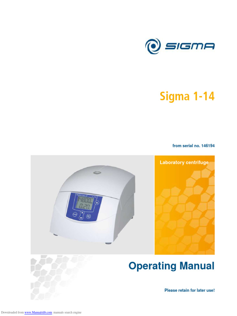 Sigma 1-14: Operating Manual | PDF