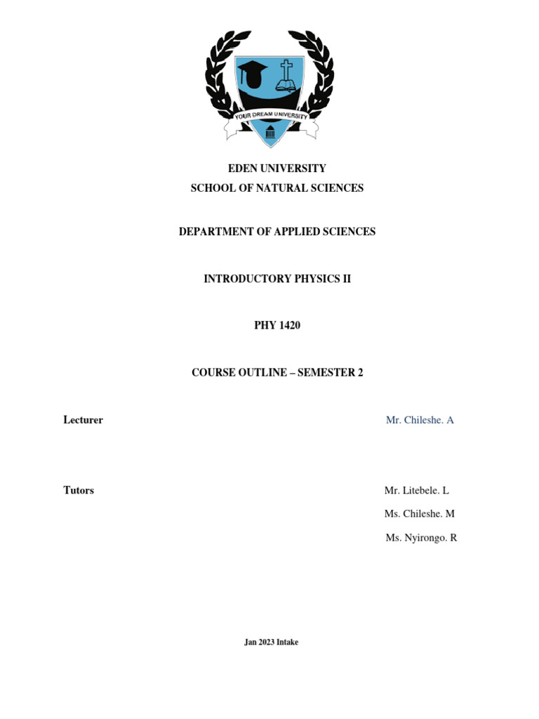 Introductory Physics II Course Outline | PDF | Waves | Fluid Dynamics