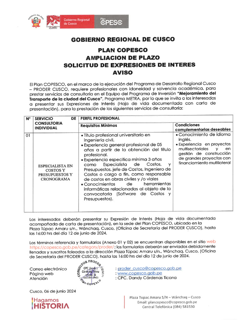 A41 Ampliacion Expresion de Interes | PDF