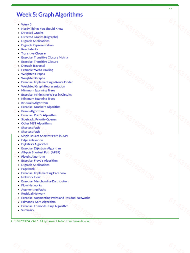 Week 5 - Graph Algorithms | PDF | Graph Theory | Algorithms And Data Structures