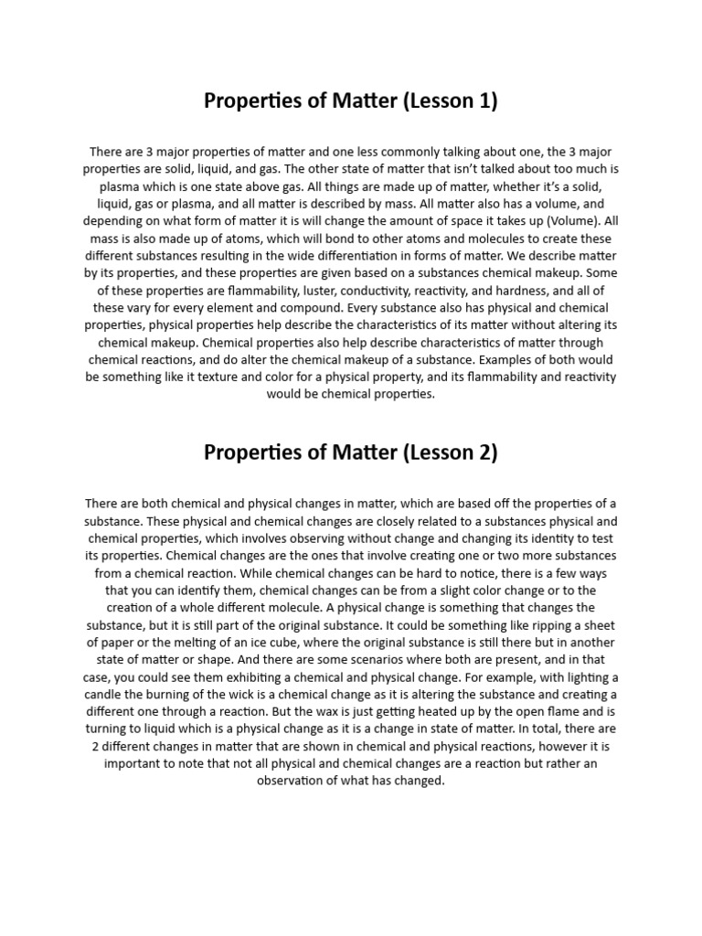 Chemistry I Properties of Matter Chase Chastain | PDF | Chemistry ...