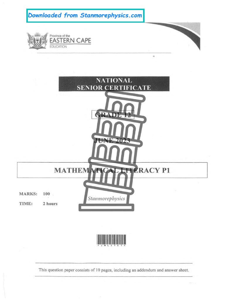 EC Maths Literacy Grade12 June 2023 P1 and Memo | PDF