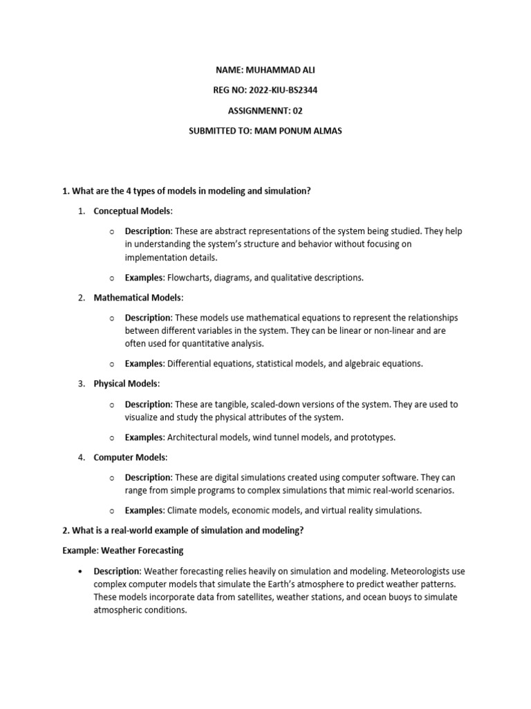 Modeling and Simulation Basic Defines | PDF | Simulation | Conceptual Model