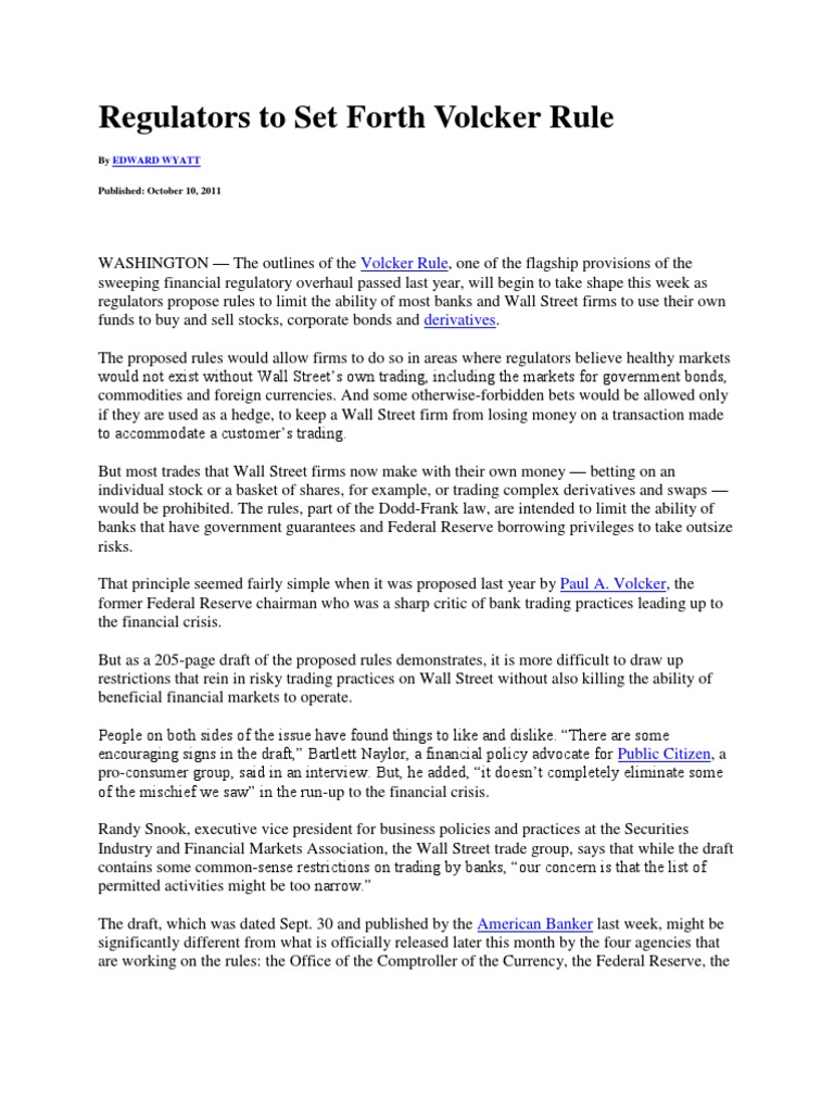 Volker Rule | PDF | Volcker Rule | Securities (Finance)