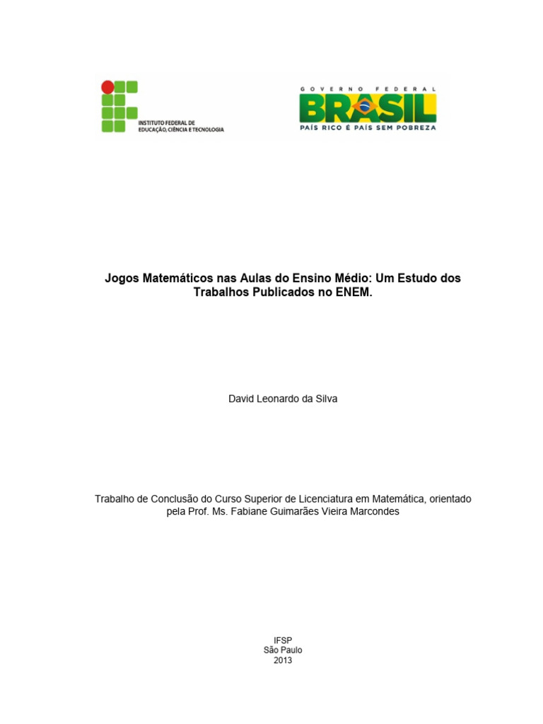 TCC David | PDF | Pedagogia | Aprendizado