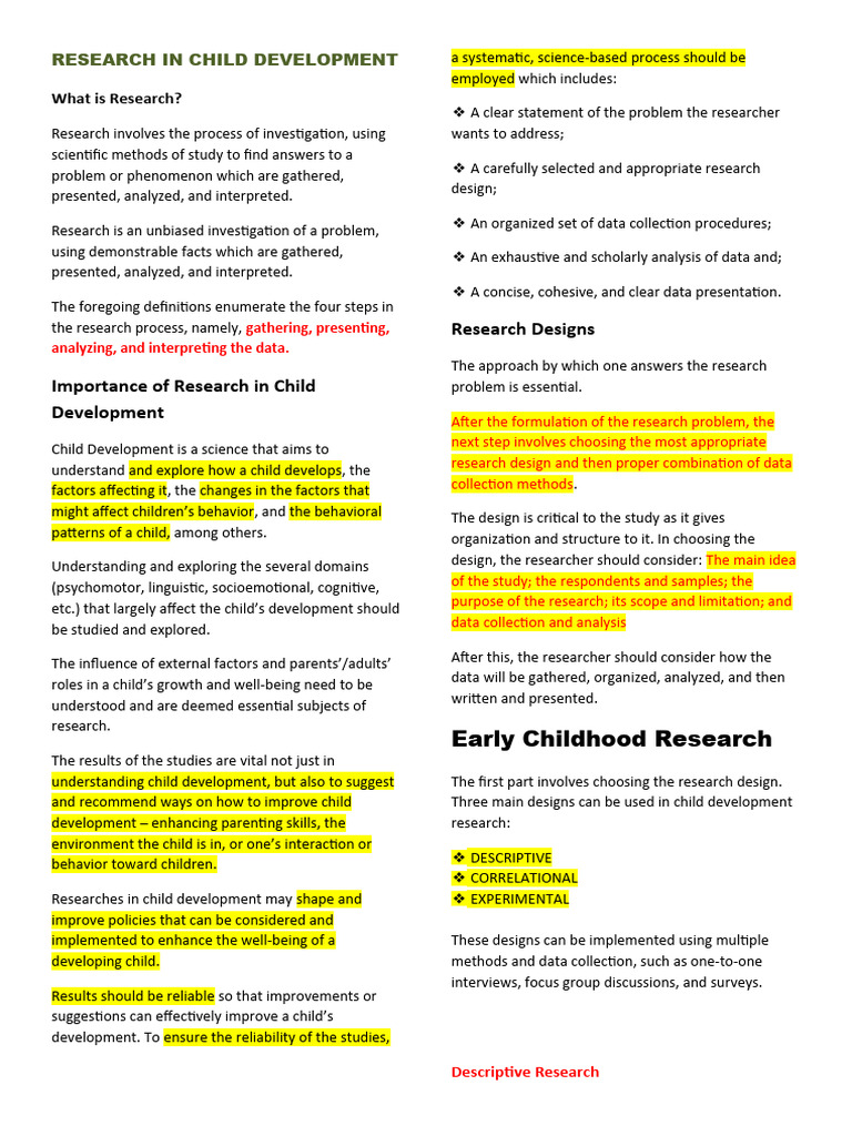 7 Research in Child Development | PDF | Child Development | Data