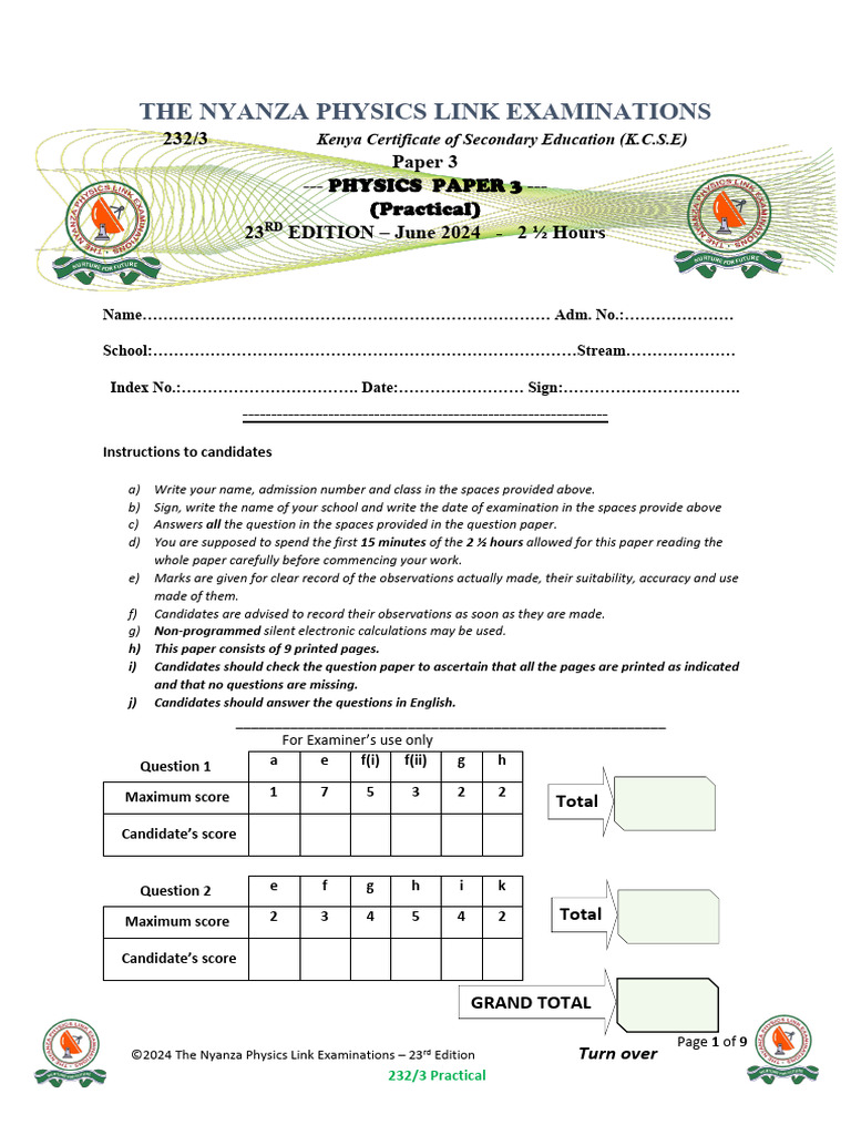 Nyple 23RD Ed Phy PP3 Q 2024-1 | PDF