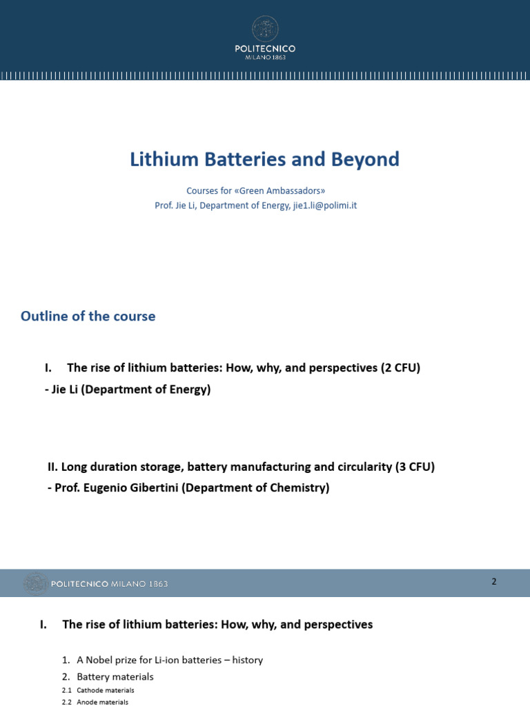 Lecture 1. History of Battery | PDF | Lithium Ion Battery | Electricity
