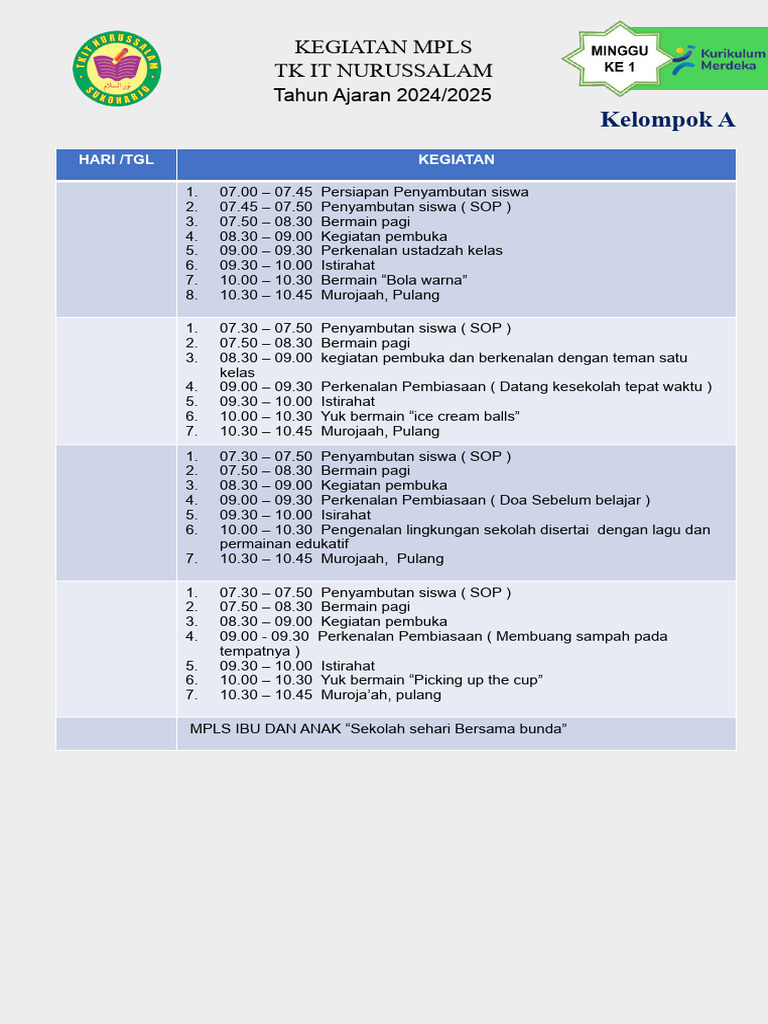 Jadwal PLS 2024 A Dan B | PDF