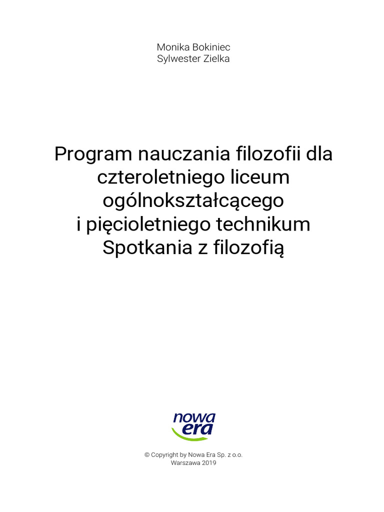 Program Nauczania Filozofii | PDF