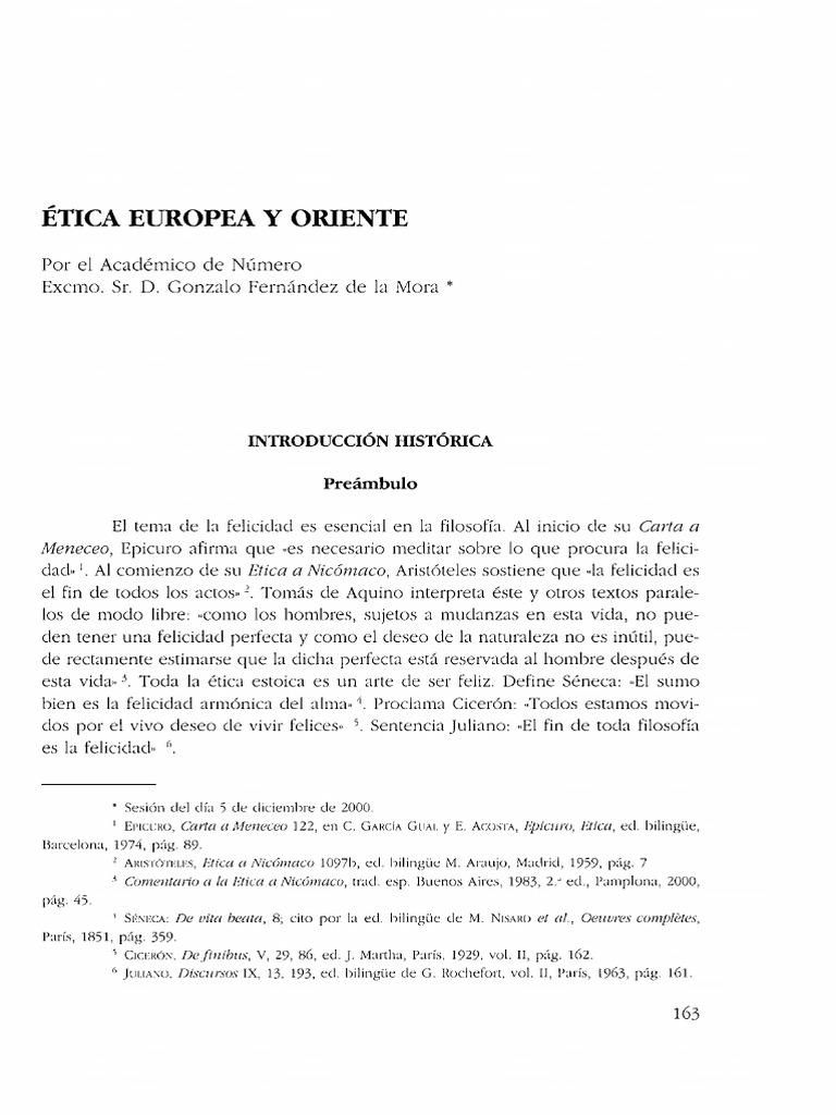 G. Fernández de La Mora (2001), 'Ética Europea y Oriente' | PDF ...