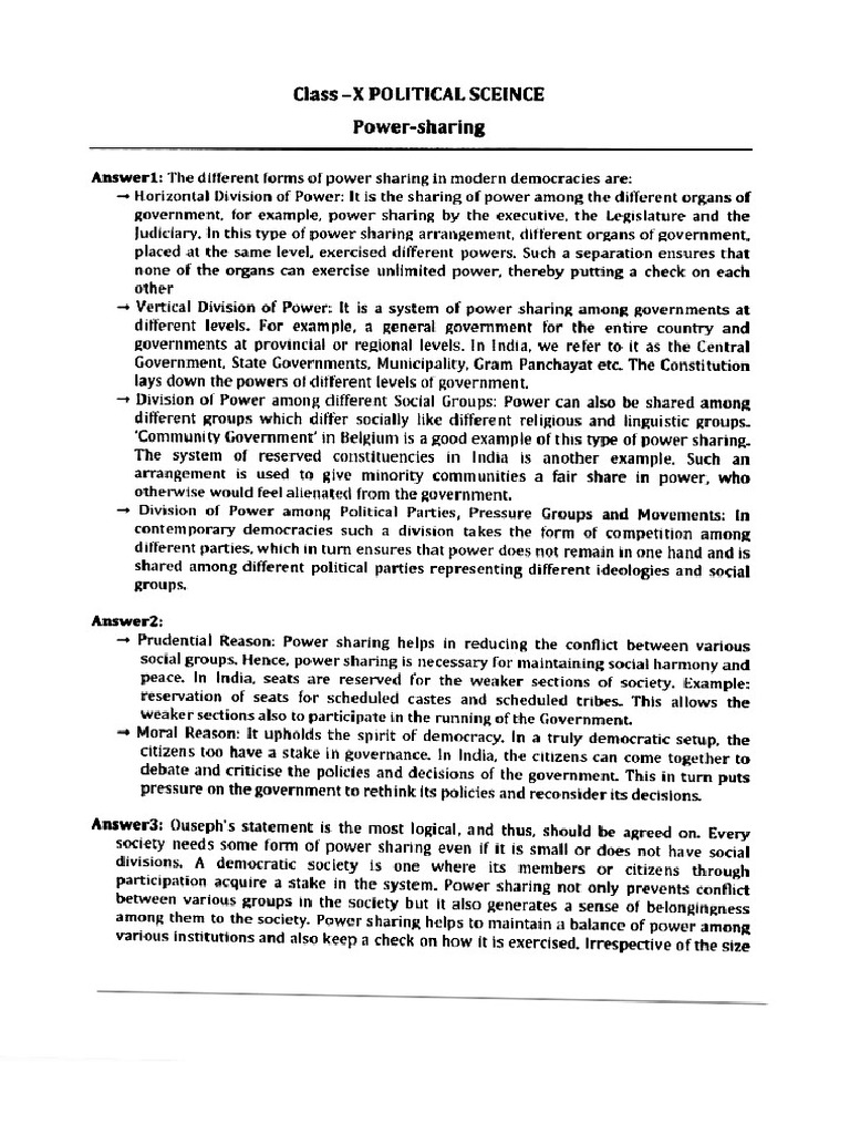 Political Science Chapter 1 Power Sharing | PDF
