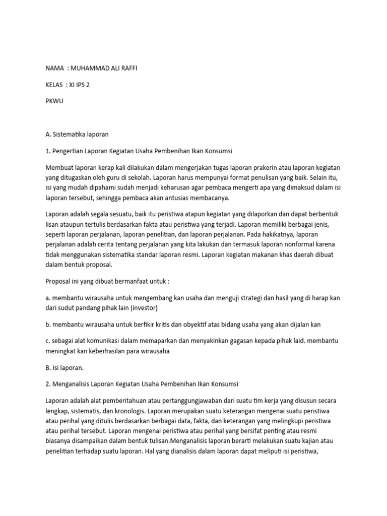 Muhammad Ali Raffi Xi Ips 2 Laporan Kegiatan Hasil Usaha | PDF