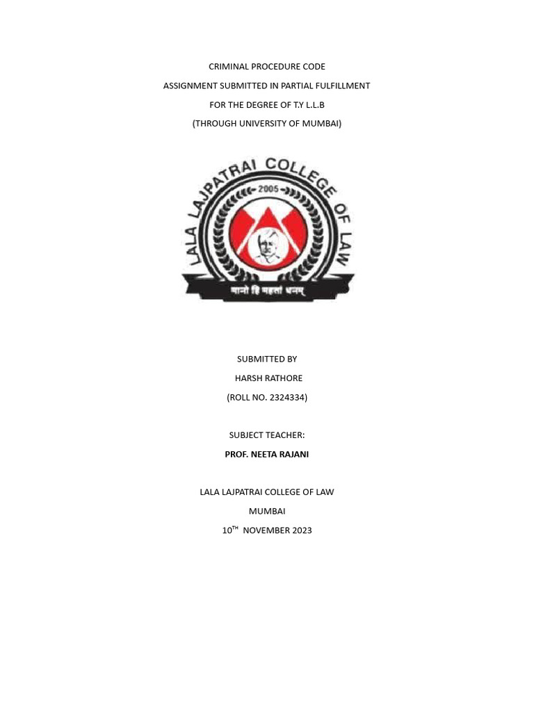 CRPC Assignment | PDF | Crimes | Crime & Violence