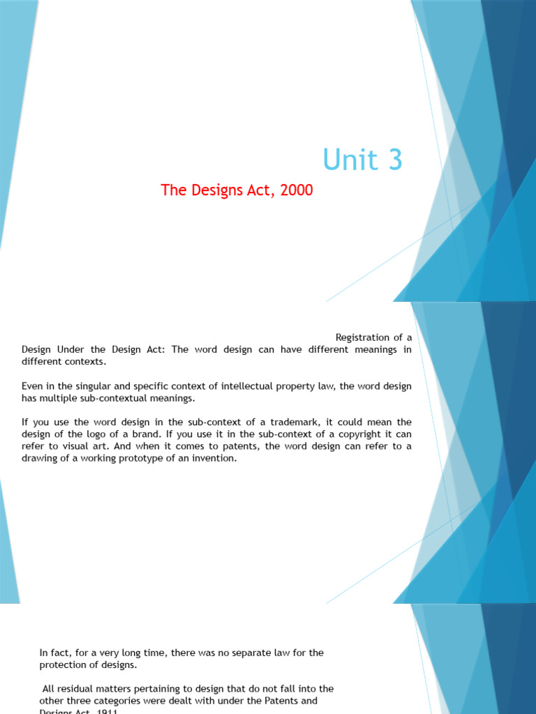 Unit 3 Registration of Design | PDF | Trademark | Patent