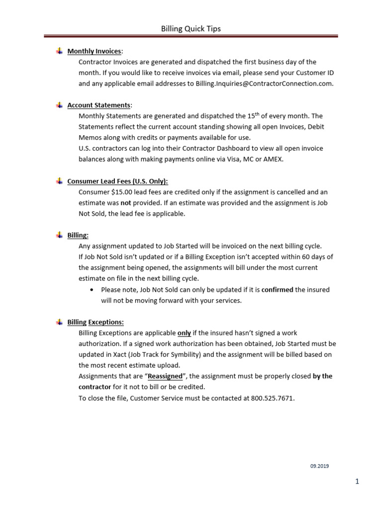 Crawford Contractor Connection Billing Quick Tips (06.2023) | PDF ...