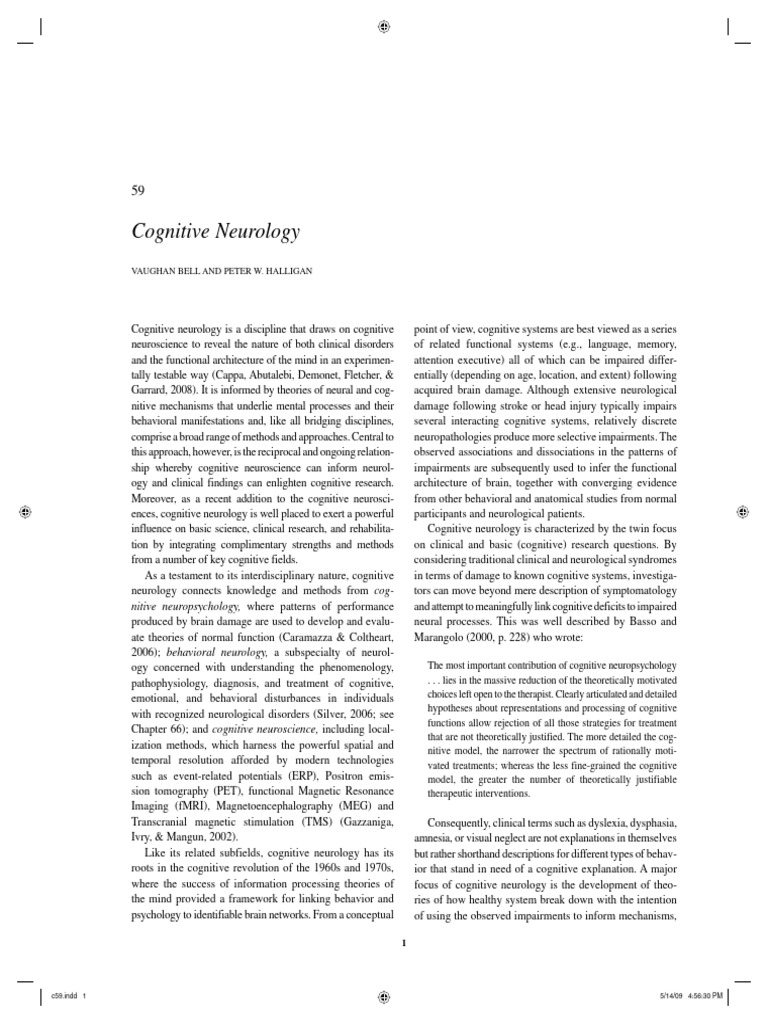 Cognitive Neurology | PDF | Attention | Cognitive Neuroscience