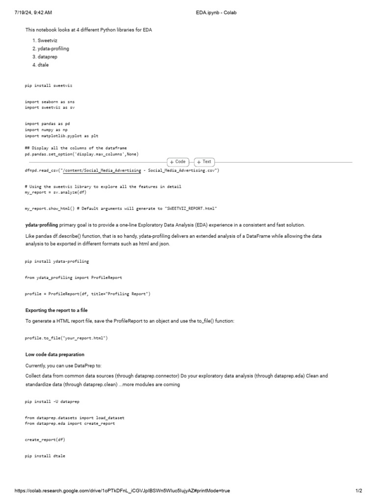 Ydata-Pro Ling Primary Goal Is To Provide A One-Line Exploratory Data Analysis (EDA) Experience ...