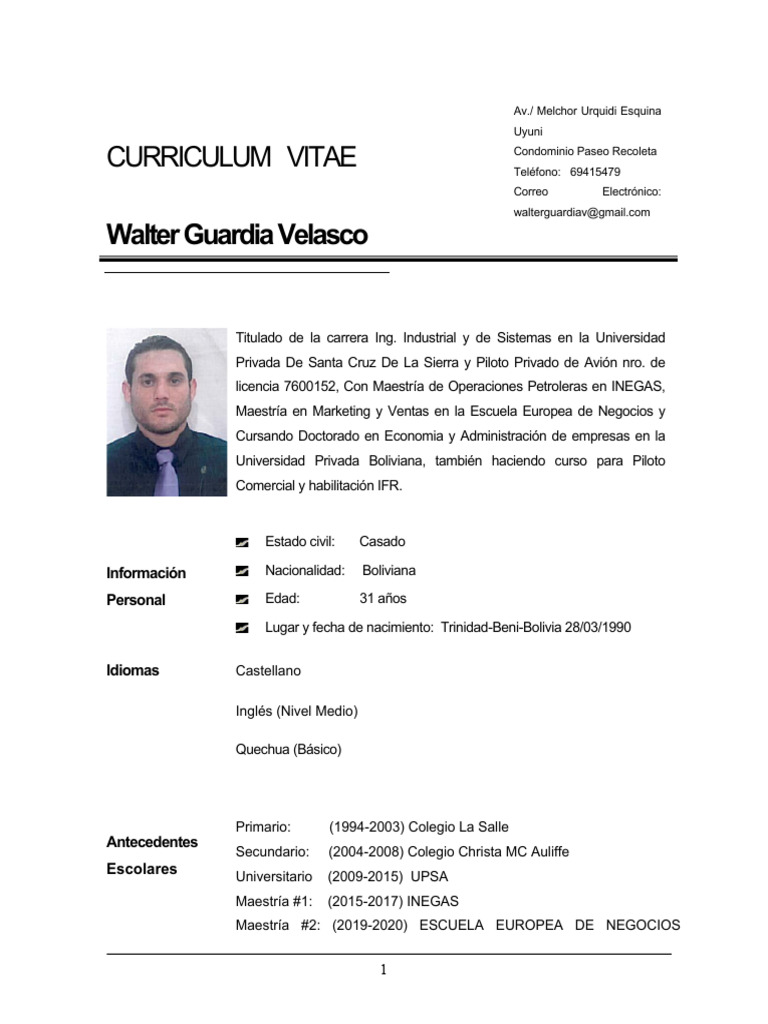 CV-Walter Guardia | PDF | Informática