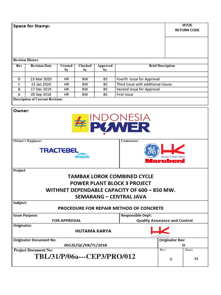 0012E-QC-HK-TL-2018 - Procedure For Repair Method of Concrete - Rev D ...