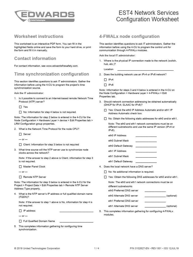 3102627-EN R001 EST4 Network Services Configuration Worksheet | PDF ...