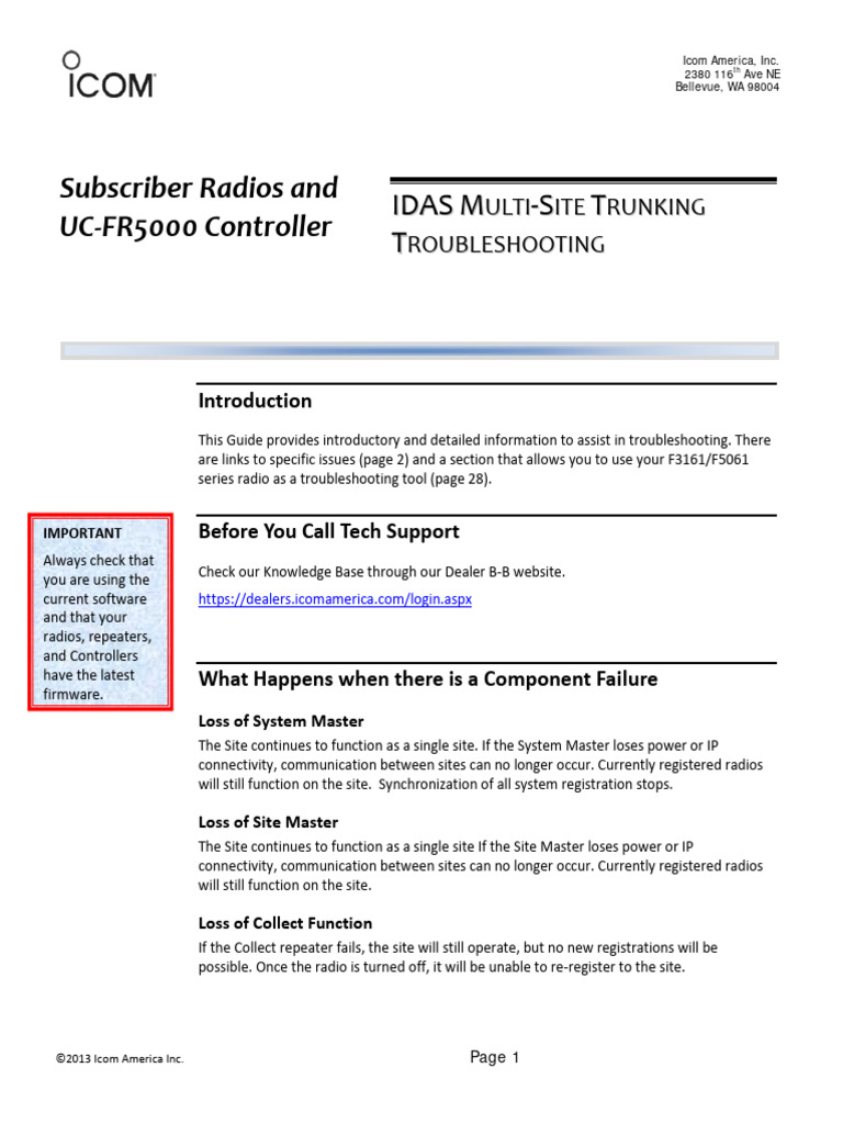 Troubleshooting For IDAS Multi-Site Trunking | PDF | Radio | Wireless