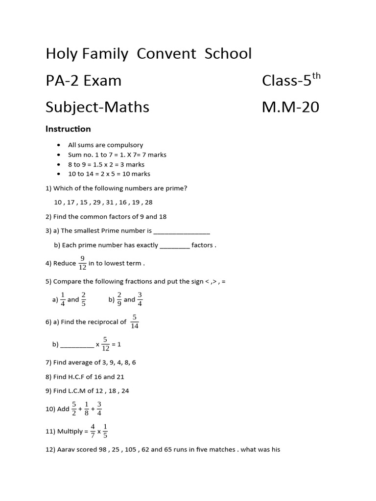 5th Class Maths Pa-2 | PDF