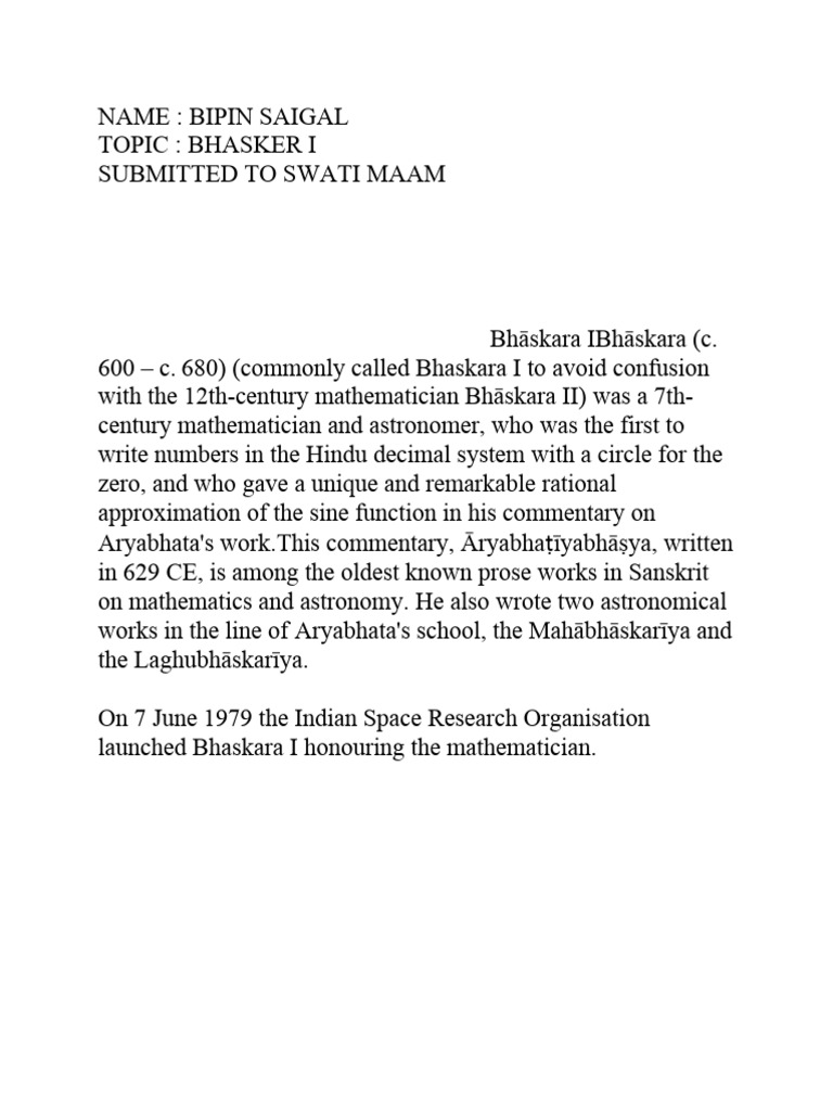 Bhaskar 1 | PDF | Mathematics