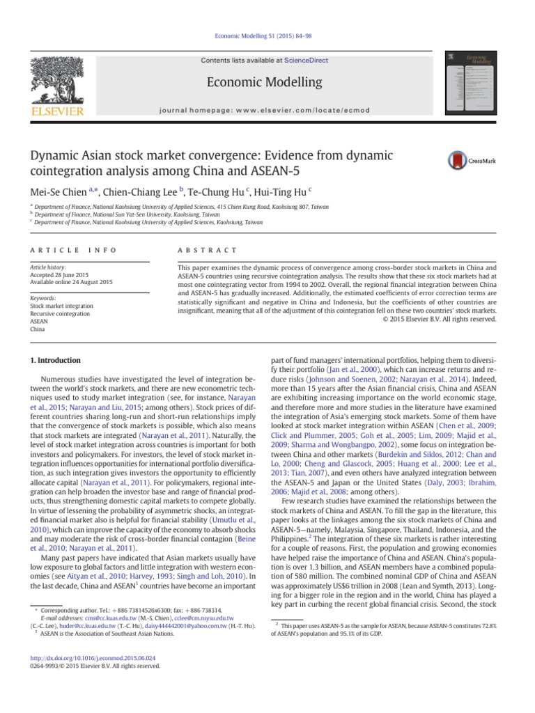 Stock Market Convergence in Asia | PDF | Singapore | World Politics