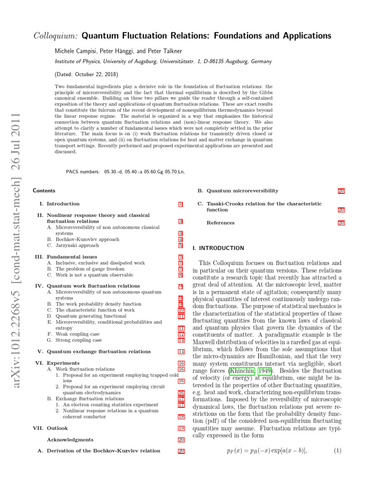 Quantum Fluctuation Relations Foundations and Applications | PDF | Non ...