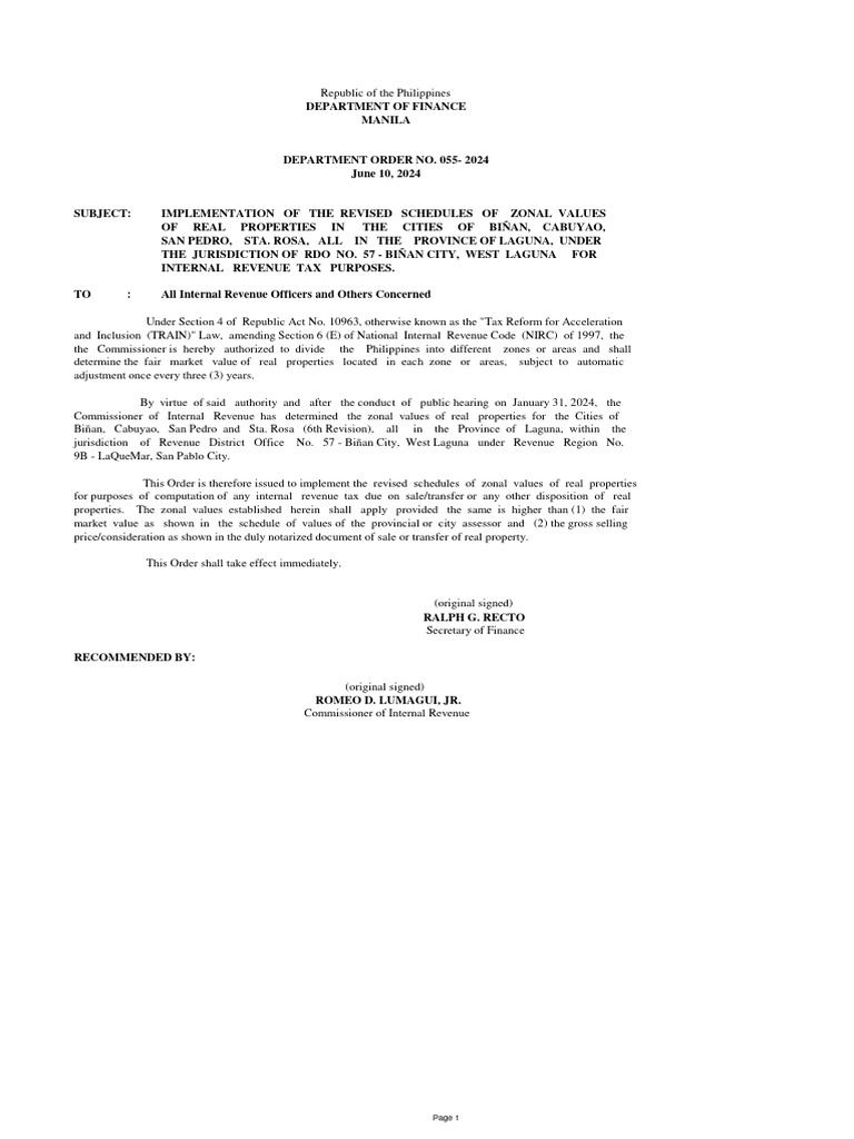 RDO No. 57 - Biñan City, West Laguna (Website) | PDF | Taxes