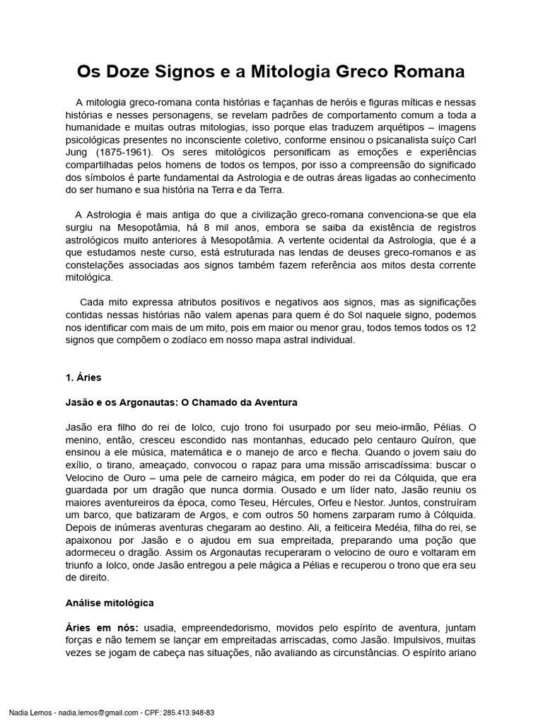 Leitura Complementar - Os Doze Signos e A Mitologia | PDF | Minotauro ...