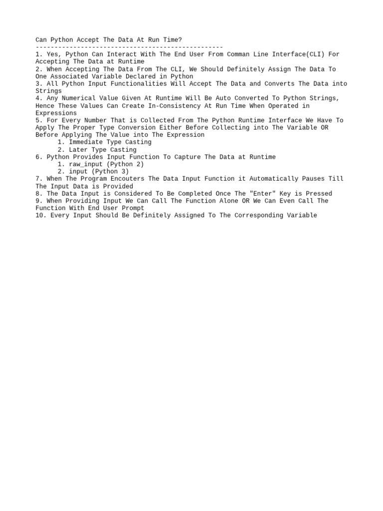 Python Runtime Data Input Guide | PDF