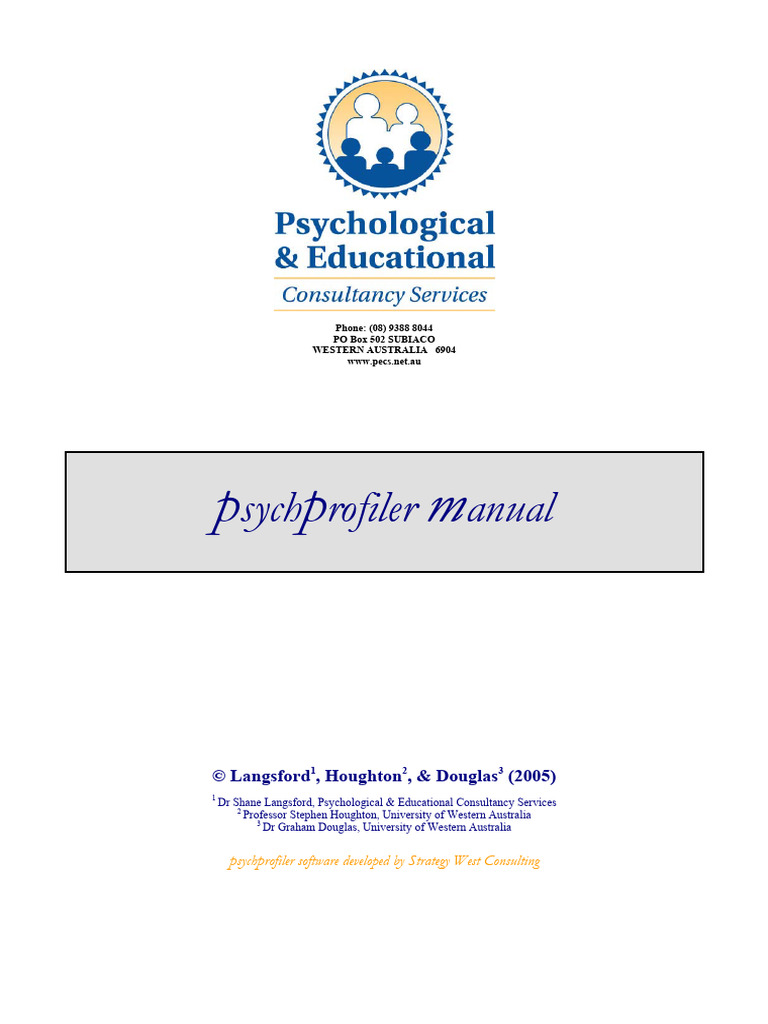Psych Profiler Manual | PDF | Diagnostic And Statistical Manual Of ...
