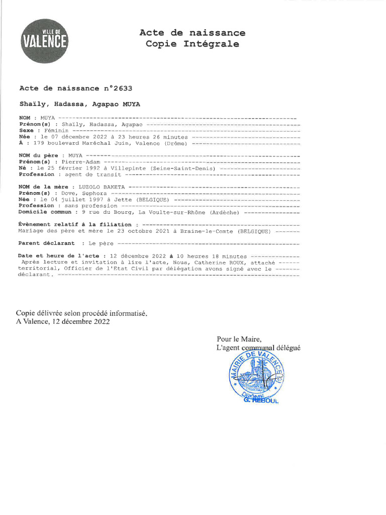 Acte de Naissance | PDF