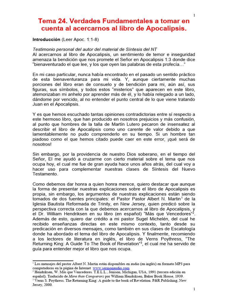 Tema 24-Introduccion Apocalipsis | PDF | Libro de revelación | Daniel (figura bíblica)