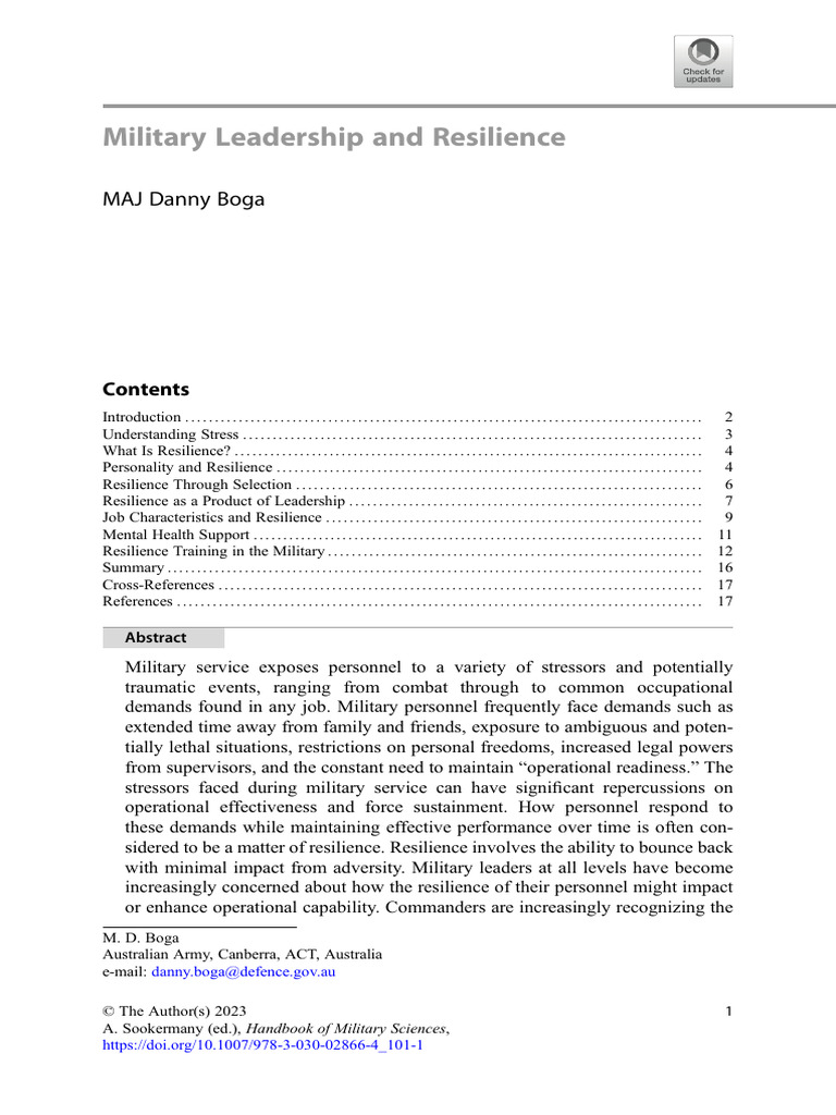 Military Leadership and Resilience | PDF | Psychological Resilience | Mental Health