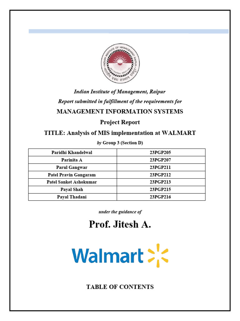 MIS - Walmart Report | PDF | Enterprise Resource Planning | Supply ...
