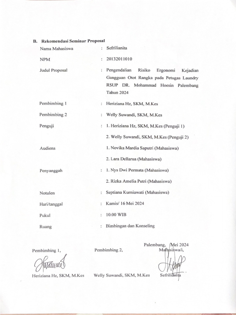 Rekomendasi Sempro - Sefrilianita (PSKM 8A) | PDF
