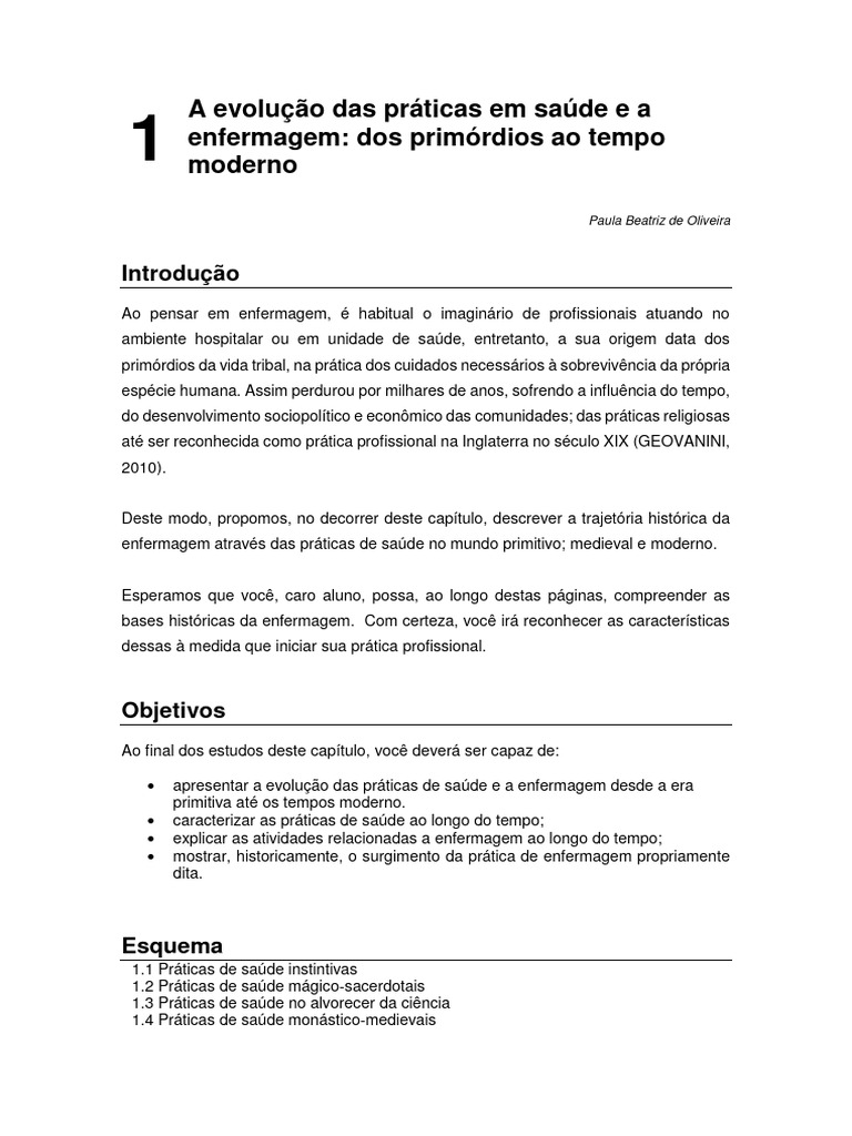 CAP TULO 1 A Evolu o Das PR Ticas em Sa de e A Enfermagem PUBLICAR | PDF | Enfermagem | Hospital